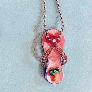 Jewelry | Flip Flop Pendant Necklace With Rhinestone Detail And Beaded ...
